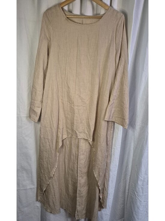 unbranded | Tops | Large Linen Beige Boho Peasant Lagenlook Beach ...
